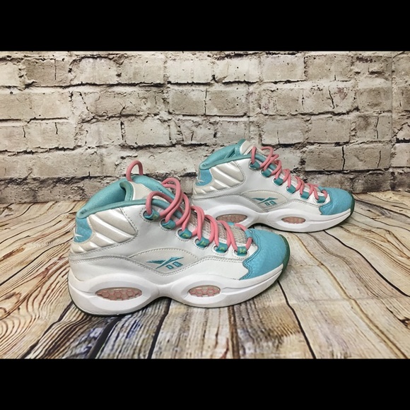 Reebok | Shoes | Reebok Allen Iverson Question Mid White Blue Pink ...